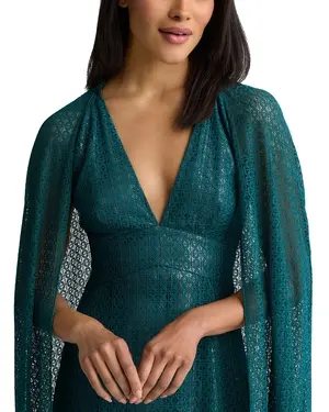 St. John Lace Overlay Metallic Gown