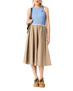 Maje Midi Cotton A-line Skirt