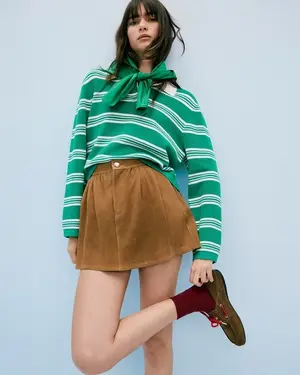 Maje Mini Suede Skirt - Camel