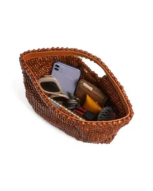 Aqua Wooden Bead Envelope Bag