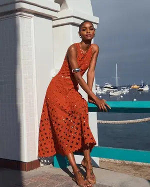 Maje Crochet Midi Dress With Embellishments