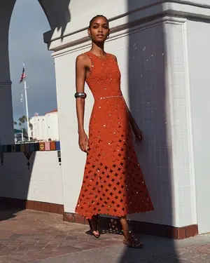 Maje Crochet Midi Dress With Embellishments