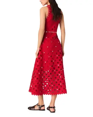 Maje Crochet Midi Dress With Embellishments