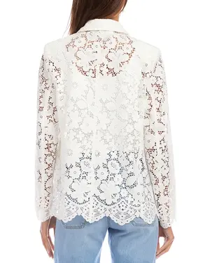 Karen Kane Floral Lace Scallop Edge Blazer