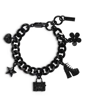 Marc Jacobs Mini Icon Pave Charm Bracelet - Black/black Crystal