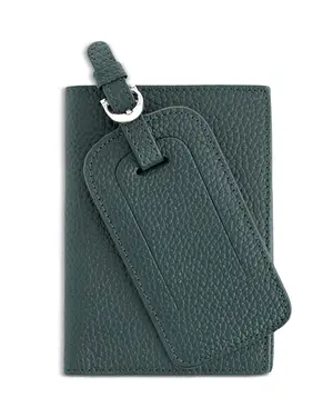 ROYCE NEW YORK Rfid Passport Case Luggage Tag Travel Set Dark Green