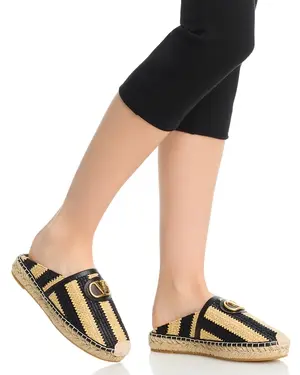 Valentino Garavani Vlogo Espadrille Mule Flats - Natural/black