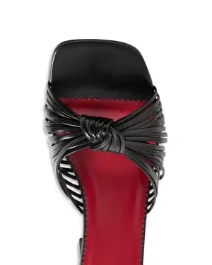 Valentino Garavani Knot Detailing Leather Slide Sandals - Black