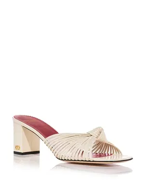 Valentino Garavani Knot Detailing Leather Slide Sandals - Ivory