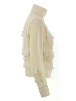 VANISÈ Fringed Turtleneck Sweater