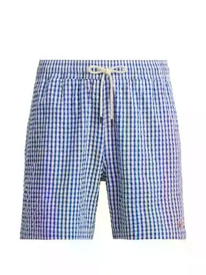 Polo Ralph Lauren Gingham Drawstring Swim Shorts - Blue