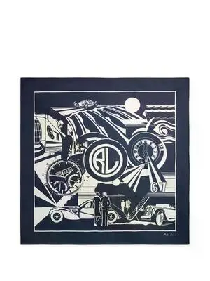 Ralph Lauren Purple Label Graphic-print Silk Scarf - Blue