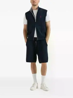 Brunello Cucinelli Cotton And Silk French-terry Double-knit Bermuda Shorts With Logo - Blue