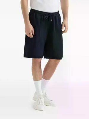 Brunello Cucinelli Cotton And Silk French-terry Double-knit Bermuda Shorts With Logo - Blue