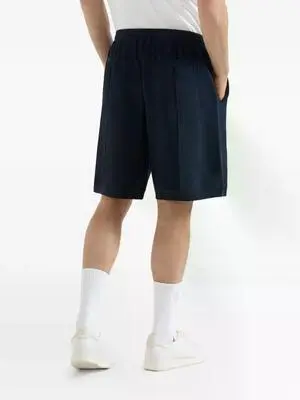 Brunello Cucinelli Cotton And Silk French-terry Double-knit Bermuda Shorts With Logo - Blue