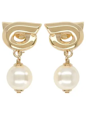 FERRAGAMO Hook Earrings With Pearls - Gold