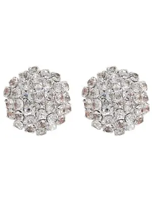 SELF-PORTRAIT Crystal Flower Earrings - Silver