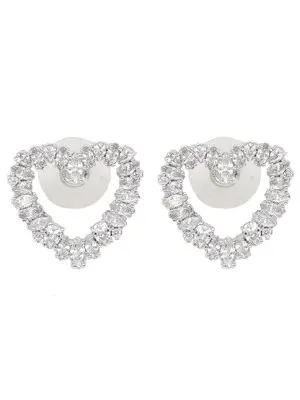 SELF-PORTRAIT Crystal Heart Earrings - Silver