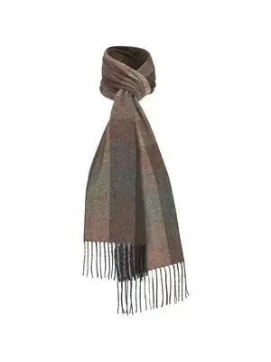 CHELSEY IMPORTS Check Cashmere Scarf - Brown