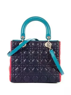 Dior Lady Cannage Quilted Tote Bag - Blue