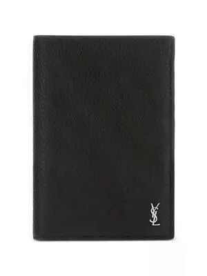 Saint Laurent Cassandre Logo-detail Leather Wallet - Black