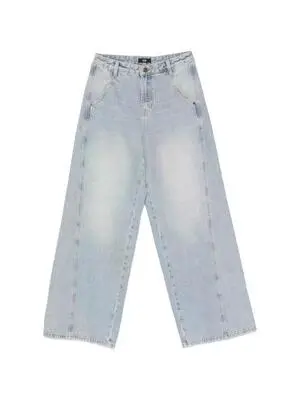 ELEH Button-fastening Wide-leg Jeans