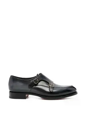 Santoni Buckle-strap Leather Monk Shoes