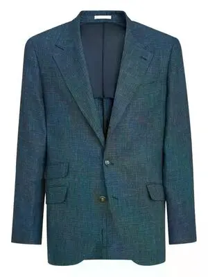 Brunello Cucinelli Houndstooth Single-breasted Blazer - Blue