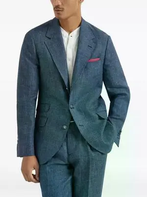 Brunello Cucinelli Houndstooth Single-breasted Blazer - Blue