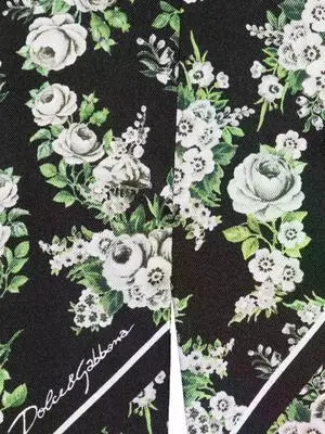Dolce & Gabbana Small Flower Bouquet-print Silk Twill Bandeau - Black