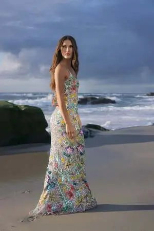 Mac Duggal Embellished Sleeveless Gown With Cowl Back