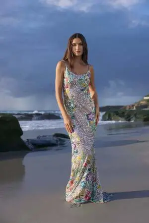 Mac Duggal Embellished Sleeveless Gown With Cowl Back