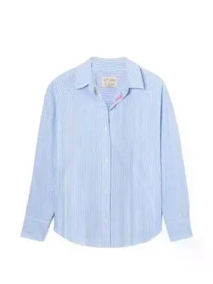 MC2 SAINT BARTH Striped Embroidered Shirt - Blue