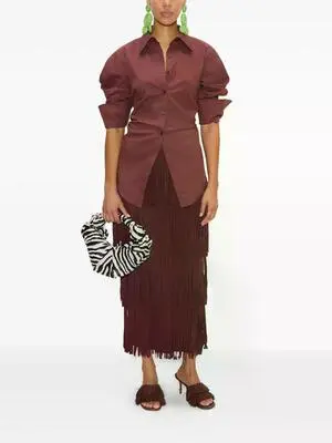 SIMONMILLER Za Za Fringe Midi Skirt - Brown
