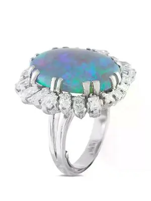 LB EXCLUSIVE Platinum Diamond And Opal Cocktail Ring