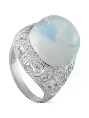 LB EXCLUSIVE Diamond And Moonstone Cocktail Ring - Silver