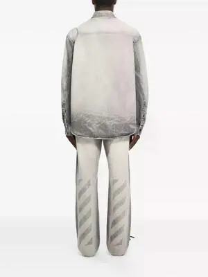 Off-White Diagonals-print Denim Jacket - Grey