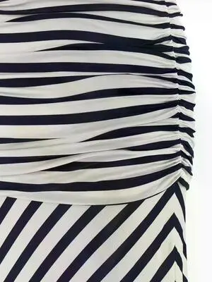 SELF-PORTRAIT Striped Draped Maxi Dress