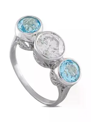 LB EXCLUSIVE Platinum Diamond And Zircon Ring - Silver