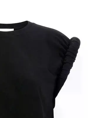 NUDE Logo-embroidered Curled-sleeve T-shirt - Black