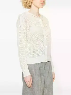 Peserico Open-knit Hooded Cardigan - Neutrals