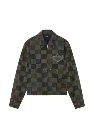 Amiri Checked Denim Jacket - Brown