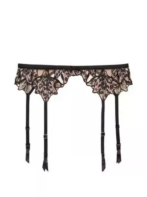 FLEUR DU MAL Lily Embroidery Garter - Black