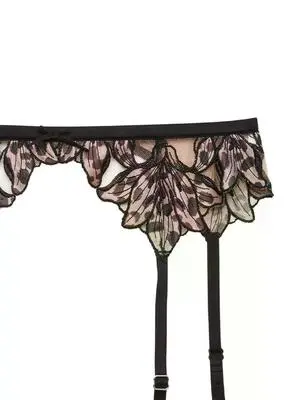FLEUR DU MAL Lily Embroidery Garter - Black