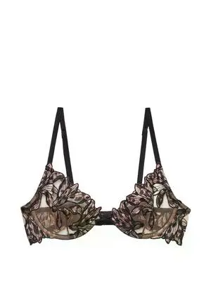 FLEUR DU MAL Lily Embroidery Demi Bra - Black