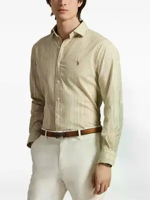 Polo Ralph Lauren Striped Embroidered-logo Shirt - Neutrals