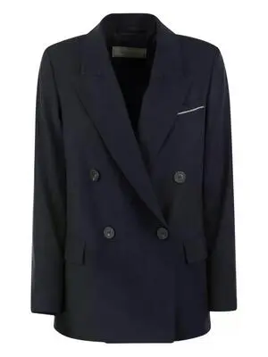 Peserico Double-breasted Blazer - Blue