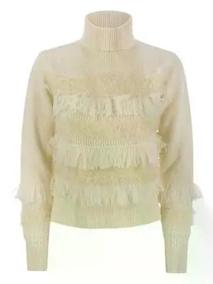 VANISÈ Fringed Turtleneck Sweater