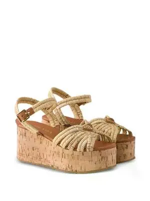 Prada Crochet Platform Sandals - Neutrals