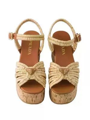 Prada Crochet Platform Sandals - Neutrals